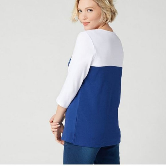 Quacker Factory | Tops | Colorblocked Nautical Embroidered Knit Top 259 ...